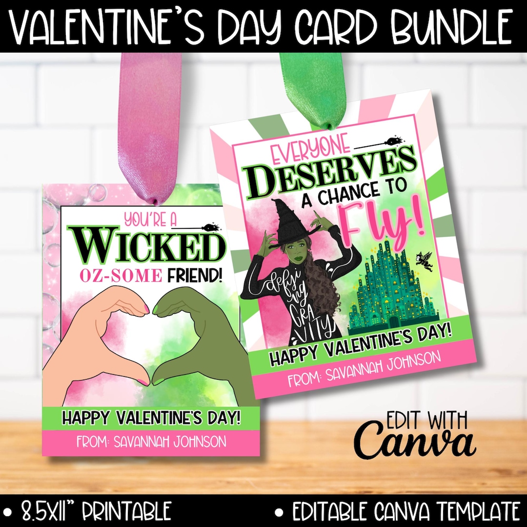 Wicked Valentine's Day Cards, Elphaba Glinda Valentine Candy Holder ...