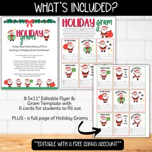 PTA PTO Holiday Gram Fundraiser Flyer Canva Template, Candy Cane Grams ...