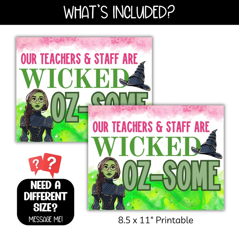 Wicked Teacher Appreciation Week Theme Poster Sign, Wizard of Oz Staff ...