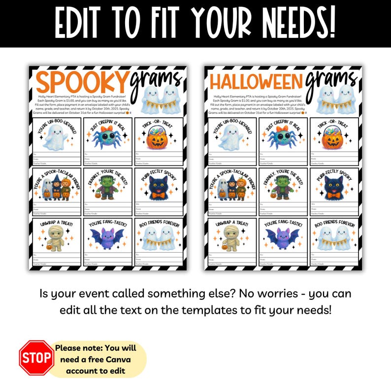 Boo Gram Fundraiser Flyer Template, PTA PTO Fall Candy Grams Fundraiser Ideas, Halloween ...