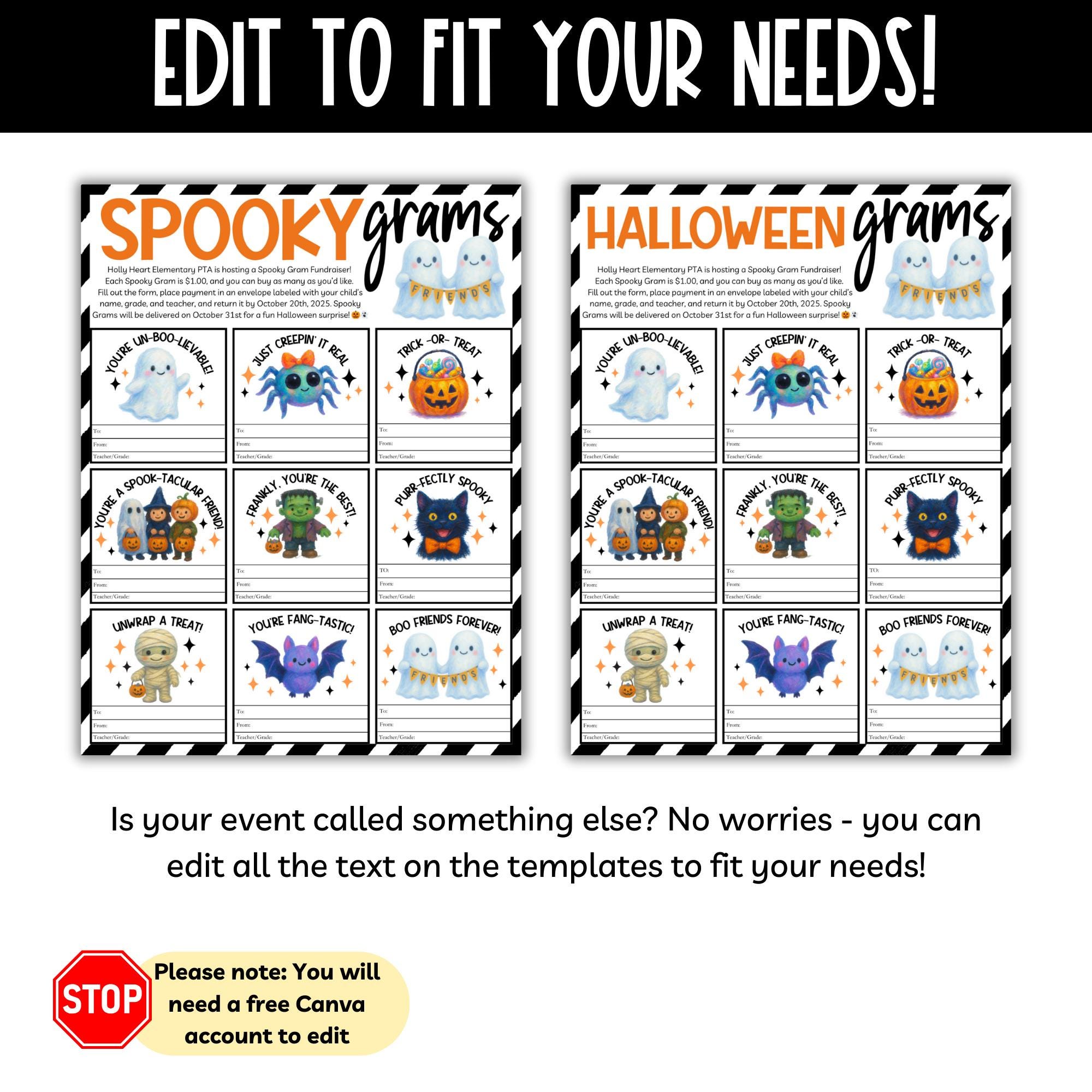 Boo Gram Fundraiser Flyer Template, PTA PTO Fall Candy Grams Fundraiser ...