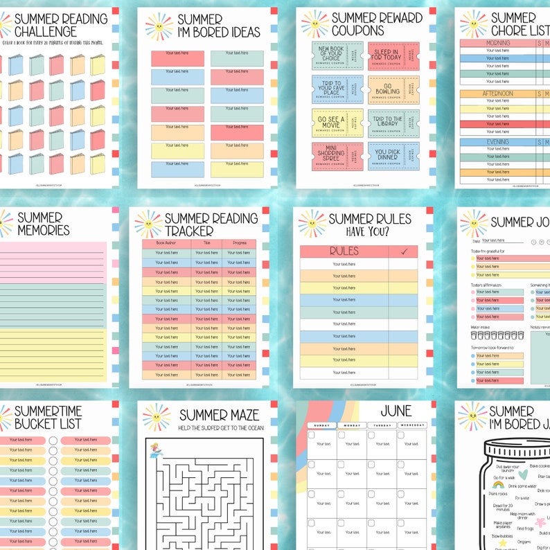 Editable Summer Planner for Kids Template, Summer Screen Time Rules ...