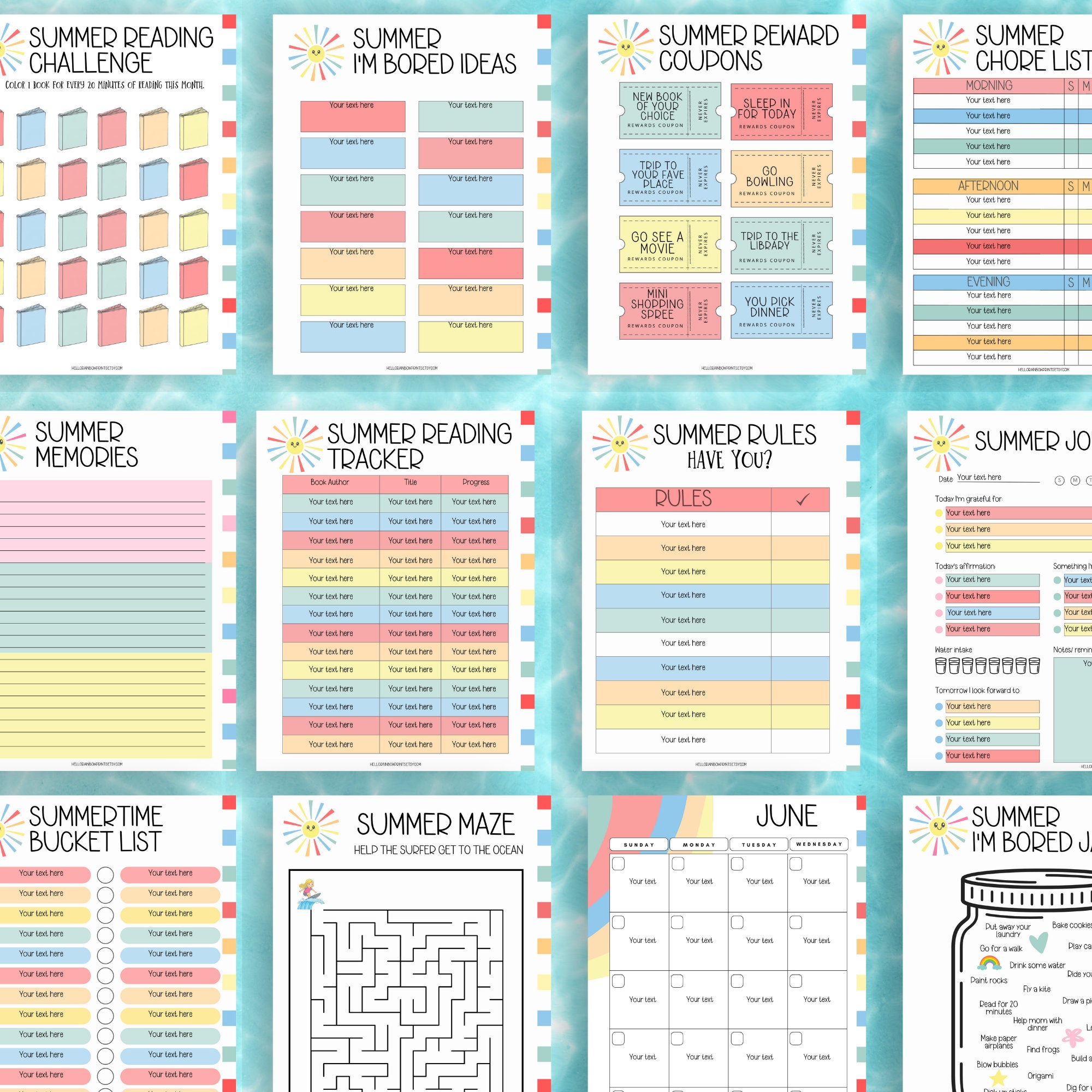 Editable Summer Planner for Kids Template, Summer Screen Time Rules ...