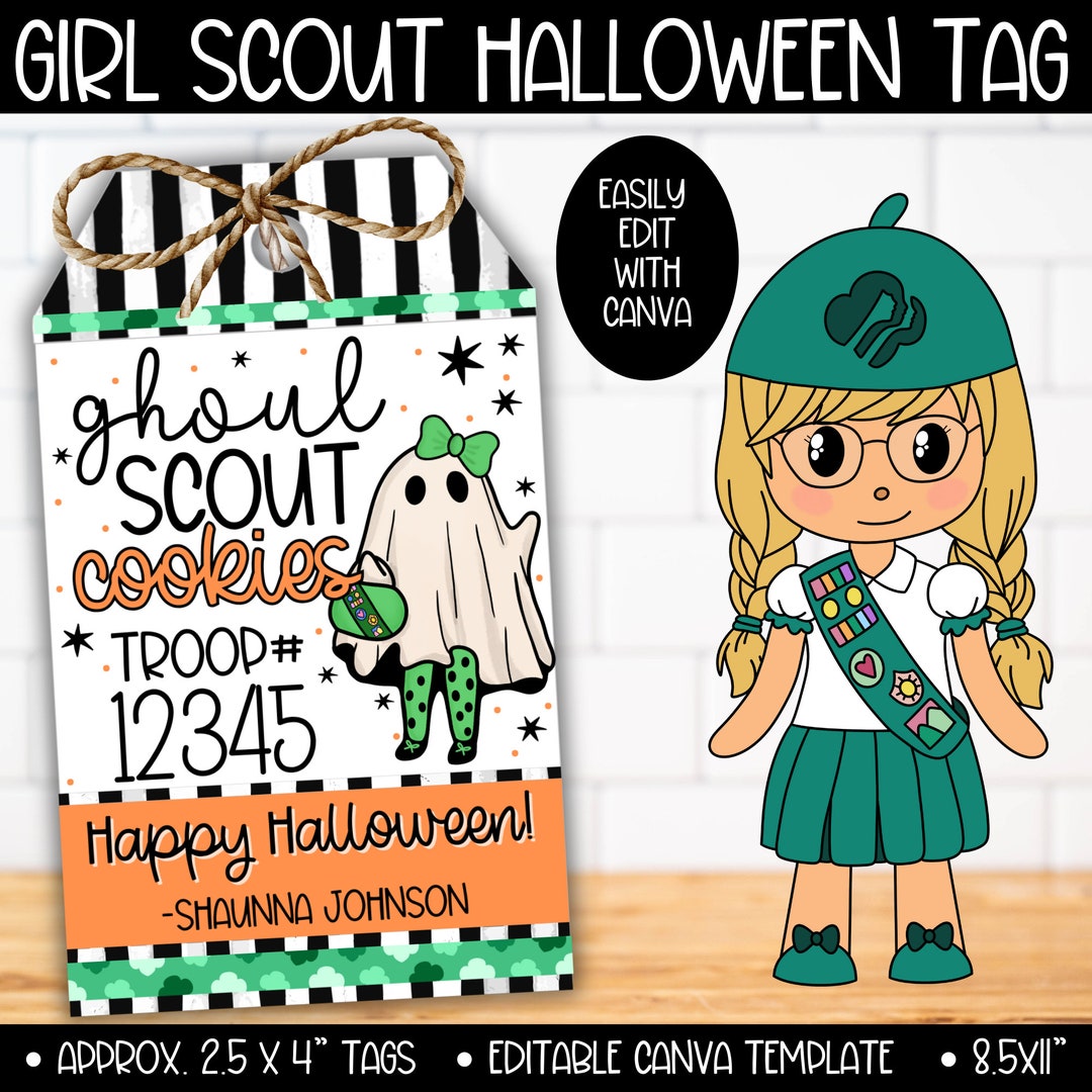 Girl Scout Cookies Halloween Gift Tag Ghoul Scout Cookie - Etsy