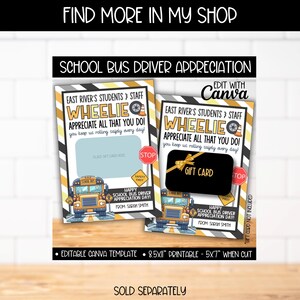 School Bus Driver Appreciation Day Gift Tag Template Bundle, Bus Driver ...