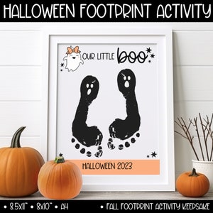 Halloween Ghost Handprint Footprint Toddler Baby Printable Art Craft ...