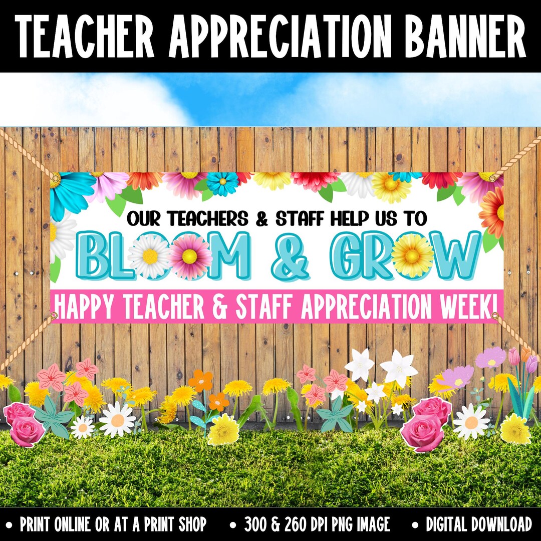 Flower Garden Teacher Staff Appreciation Week 6ft Large Banner Digital ...