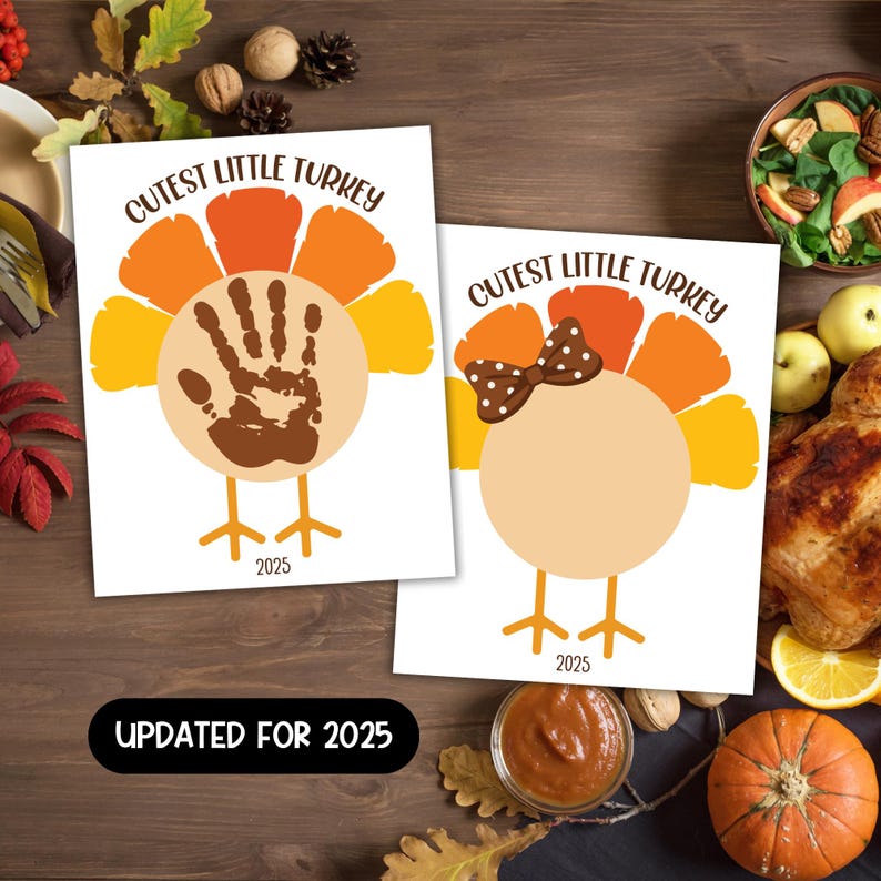 Thanksgiving Turkey Handprint Craft Printable, Little Turkey Preschool ...
