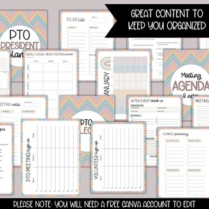 EDITABLE PTO President Leader Binder Template Bundle, PTO Membership ...