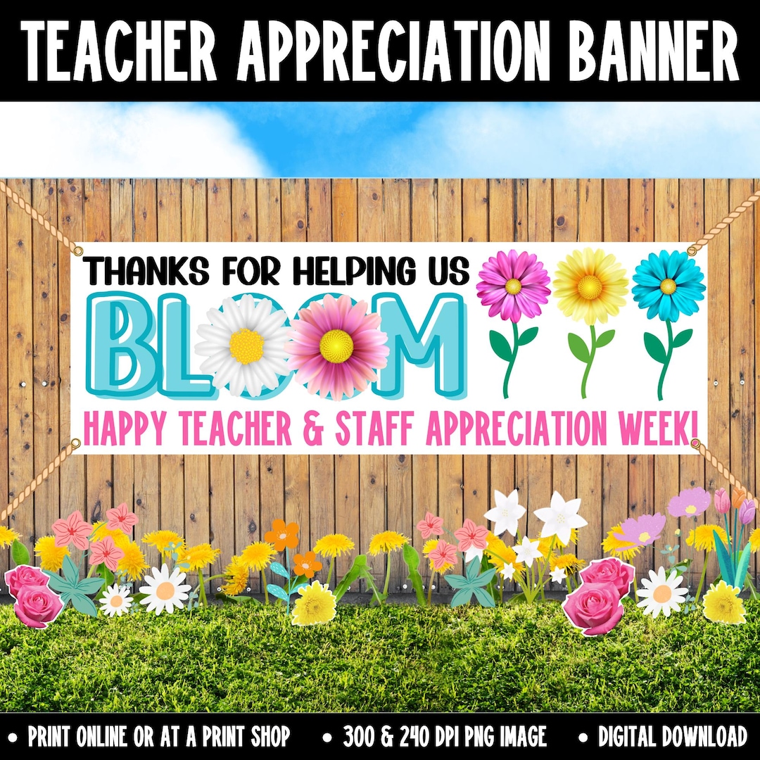 Flower Garden Teacher Staff Appreciation Week 6ft Large Banner Digital ...