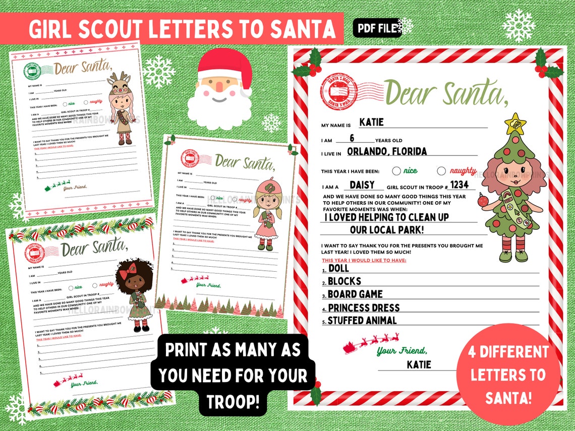 Girl Scout Christmas Letter to Santa Girl Scout Troop - Etsy