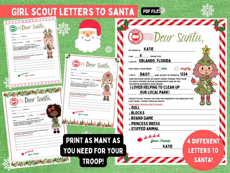 Girl Scout Christmas Letter to Santa Girl Scout Troop - Etsy