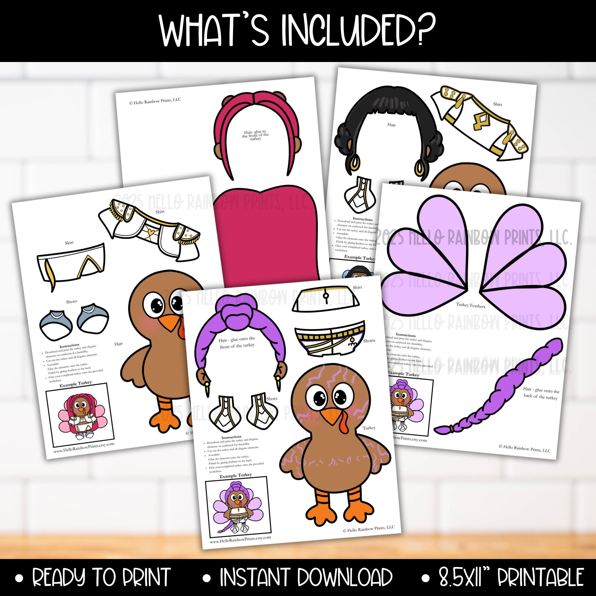 Disguise the Turkey Kpop Hunter Printable Craft Bundle, Rumi Zoey Mira ...