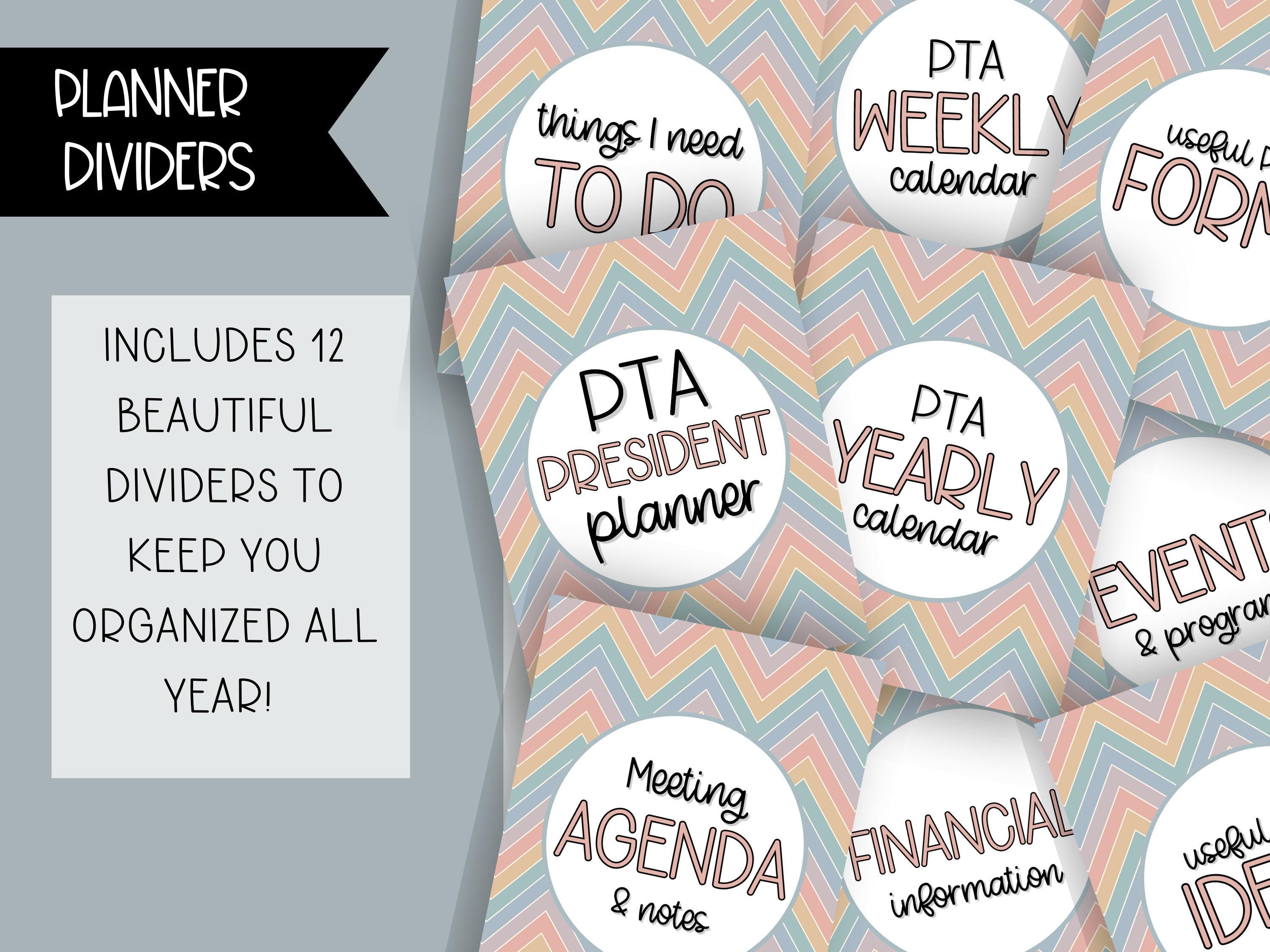 PTA President Planner Binder Printable Calendar Sign-in Budget ...
