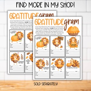 PTA PTO Gobble Gram Thanksgiving Fundraiser Flyer Template, School ...