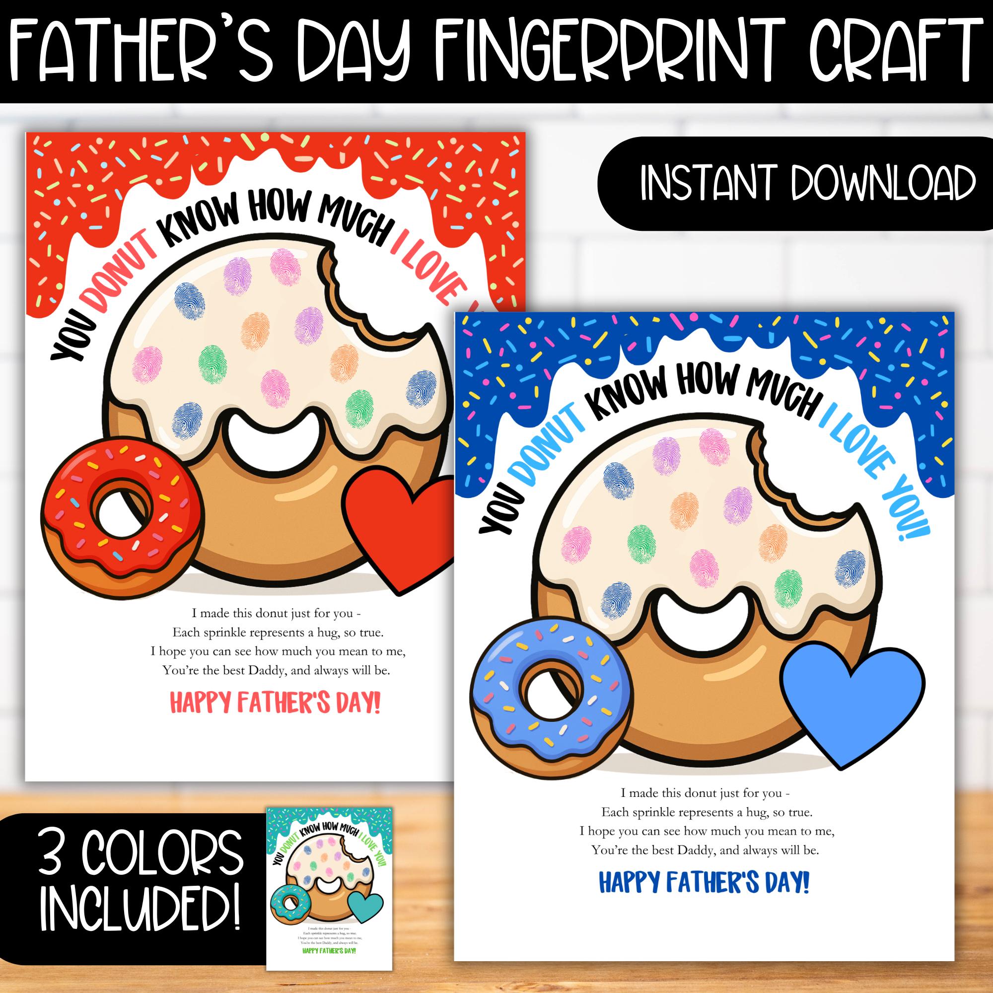 Father's Day Donut Fingerprint Card Crafts, Fathers Day Doughnut ...