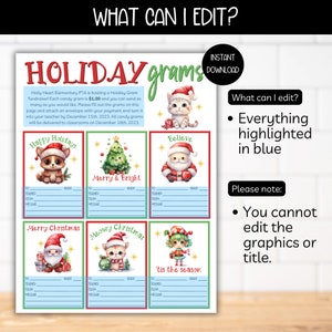 PTA PTO Christmas Holiday Gram Fundraiser Flyer Template, Winter School ...