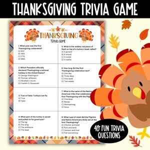 Thanksgiving Fall Trivia Activities Game Printable Bundle for Kids ...