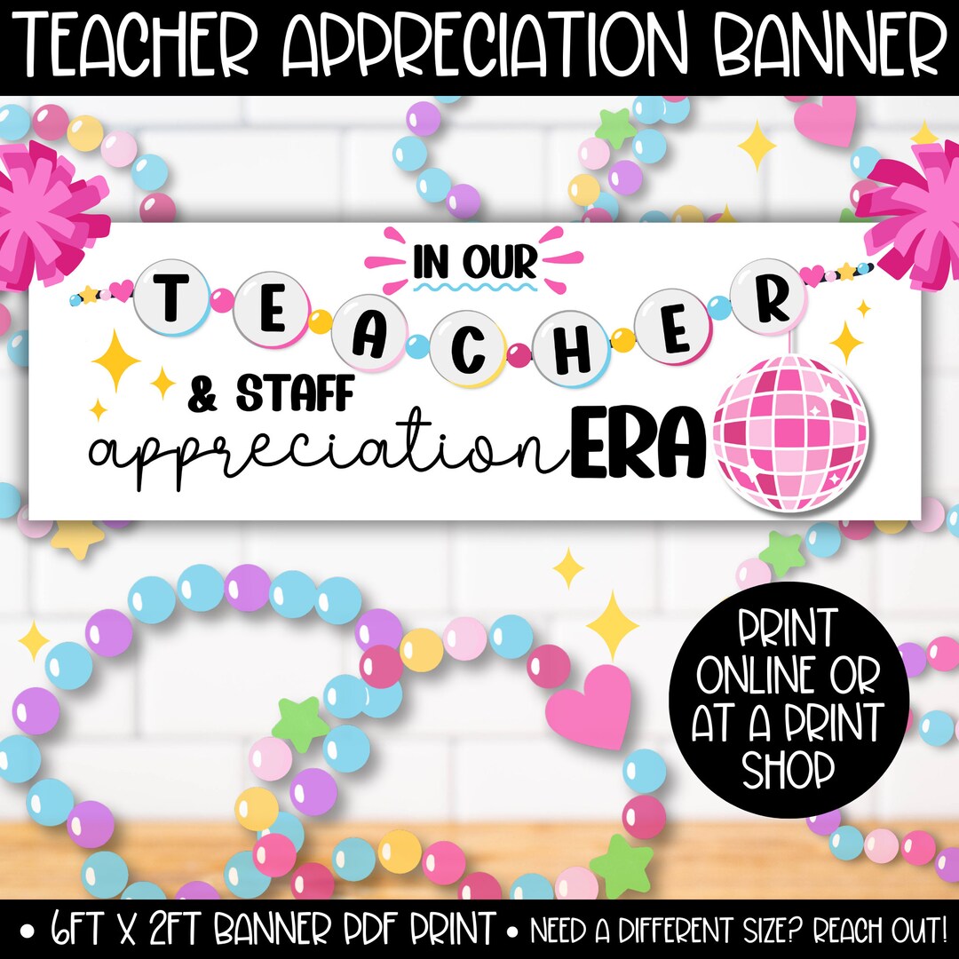 Teacher Staff Appreciation Week 6ft X 2ft Large Banner, Pop Star Theme ...