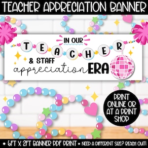 Teacher Staff Appreciation Week 6ft X 2ft Large Banner, Pop Star Theme ...
