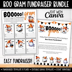 PTA PTO Halloween Boo Gram Fundraiser Flyer Bundle Template, Boo Grams ...
