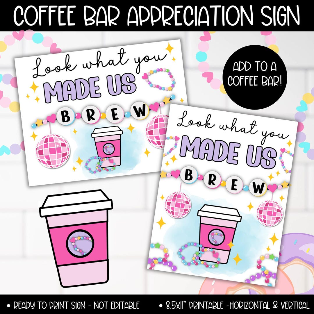 Teacher Staff Appreciation Week Coffee Bar Pop Star Sign Printable ...
