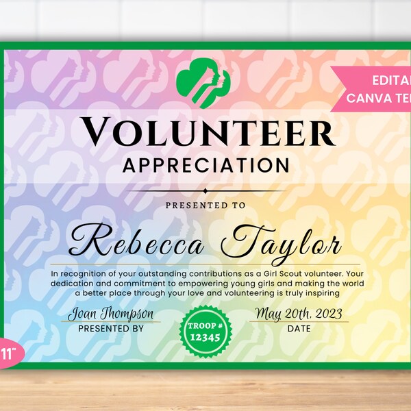 Volunteer Certificate - Etsy