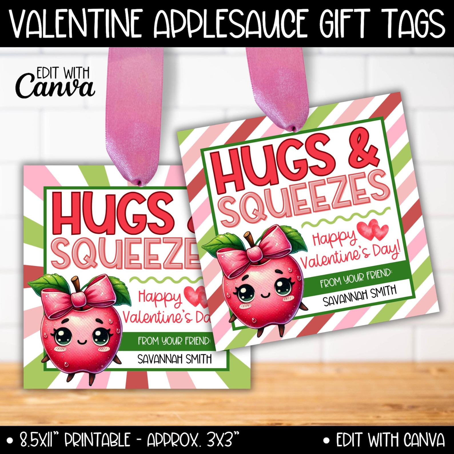 Valentine's Day Applesauce Cards, Valentine Apple Sauce Pouch Class ...
