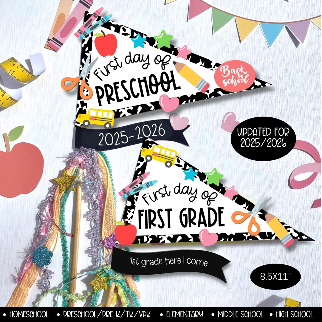 First Day of School Composition Flag Craft, Back to School 1st Day of ...