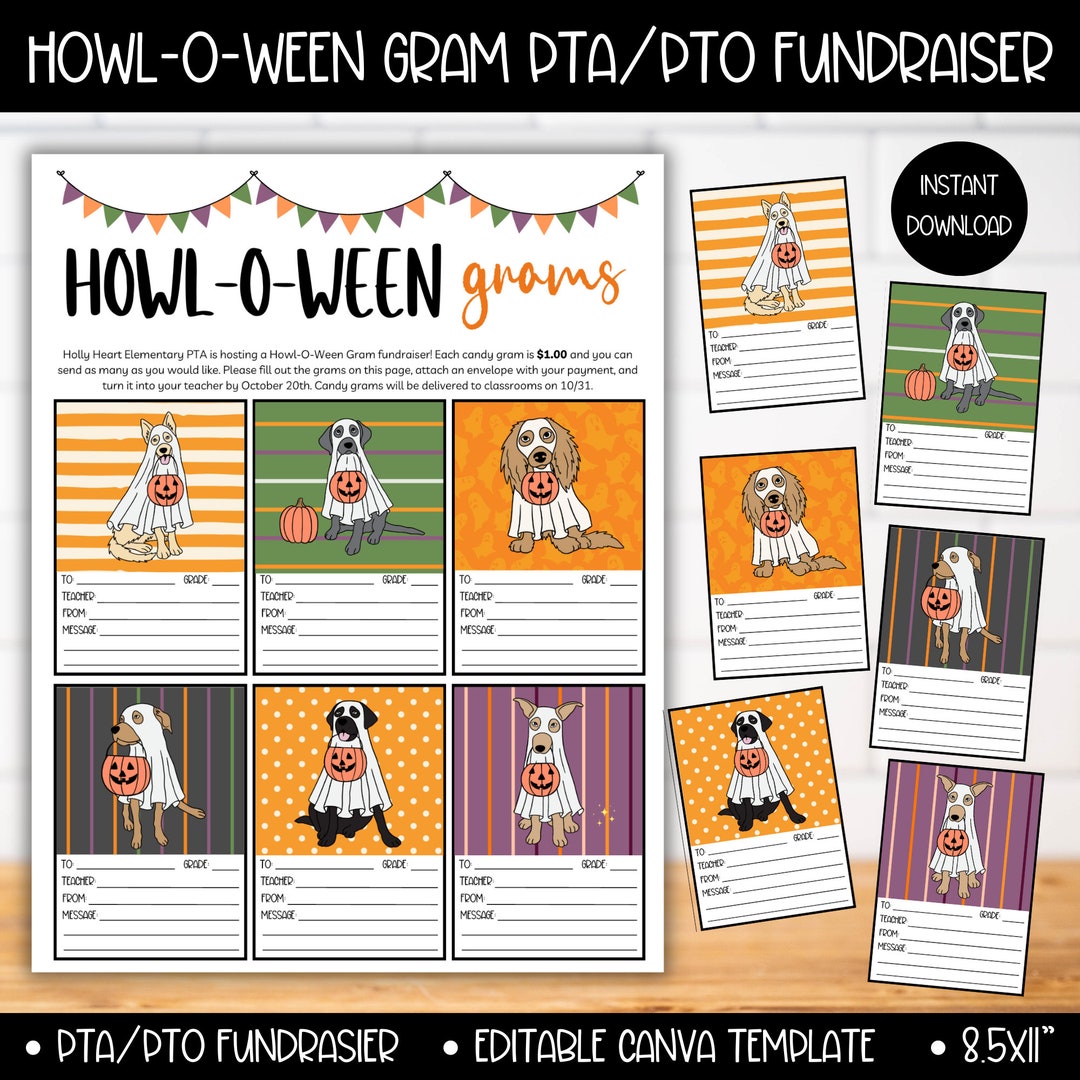 PTA PTO Howl-o-ween Gram Fundraiser Flyer Template, PTO School ...