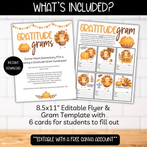 PTA PTO Gratitude Gram Fundraiser Flyer Template, School Fundraiser ...