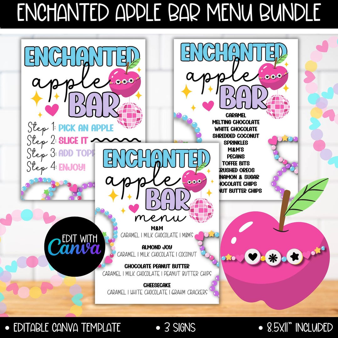 Apple Bar Sign Menu for Teacher and Staff Appreciation Week, Taylor ...