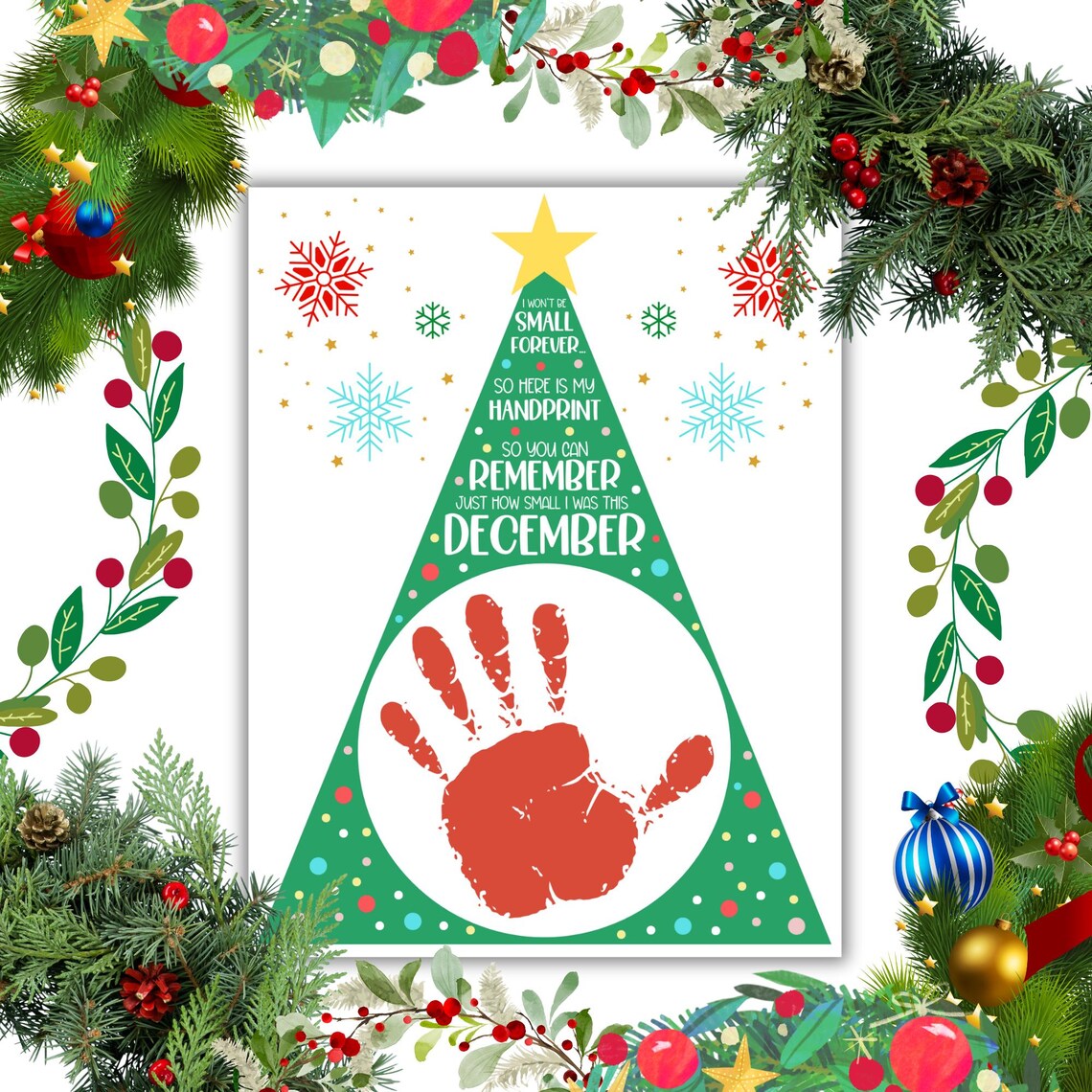 Christmas Tree Poem Handprint Craft Art Printable, DIY Holiday Xmas ...