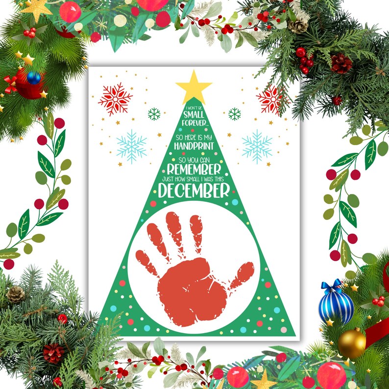 Christmas Tree Poem Handprint Craft Art Printable, DIY Holiday Xmas ...