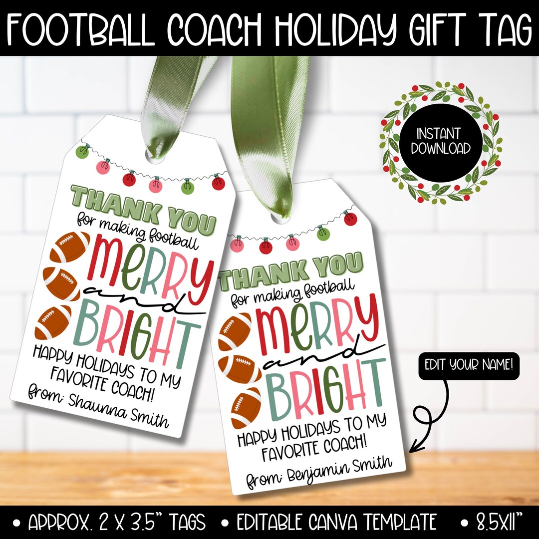 Football Coach Christmas Gift Tag Card, Coach Sport Gym Staff ...