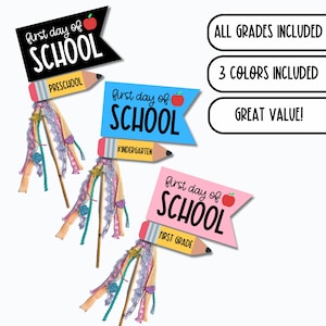 First Day of School Pencil Flag, 1st Day of School Pennant Flags, Back ...