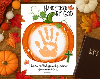 Thanksgiving Pumpkin Christian Handprint Craft Fall Bible Verse Church ...