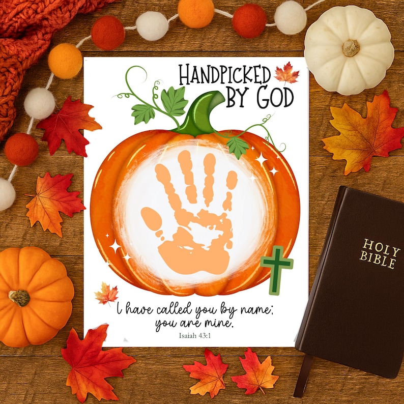 Thanksgiving Pumpkin Christian Handprint Craft, Church Bible Verse Fall ...