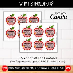 Back to School Apple Gift Tag Card for Kid, First Day Teacher Student ...