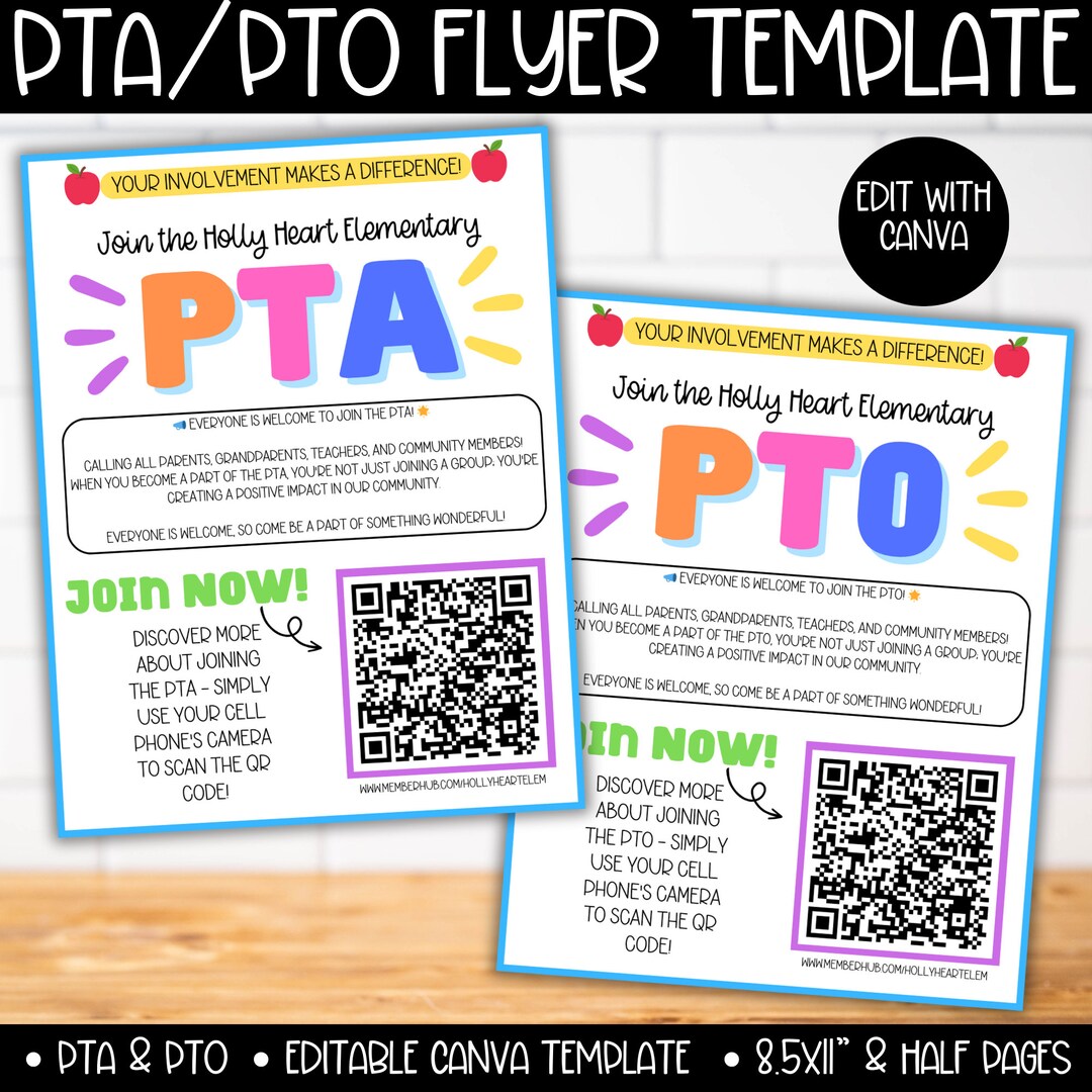 Join the PTA PTO Flyer Template, Pta Pto QR Code, Pta Pto Membership ...