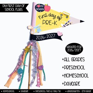 First Day of School Pencil Flag Prop Bundle, 26-27 Back to School High ...