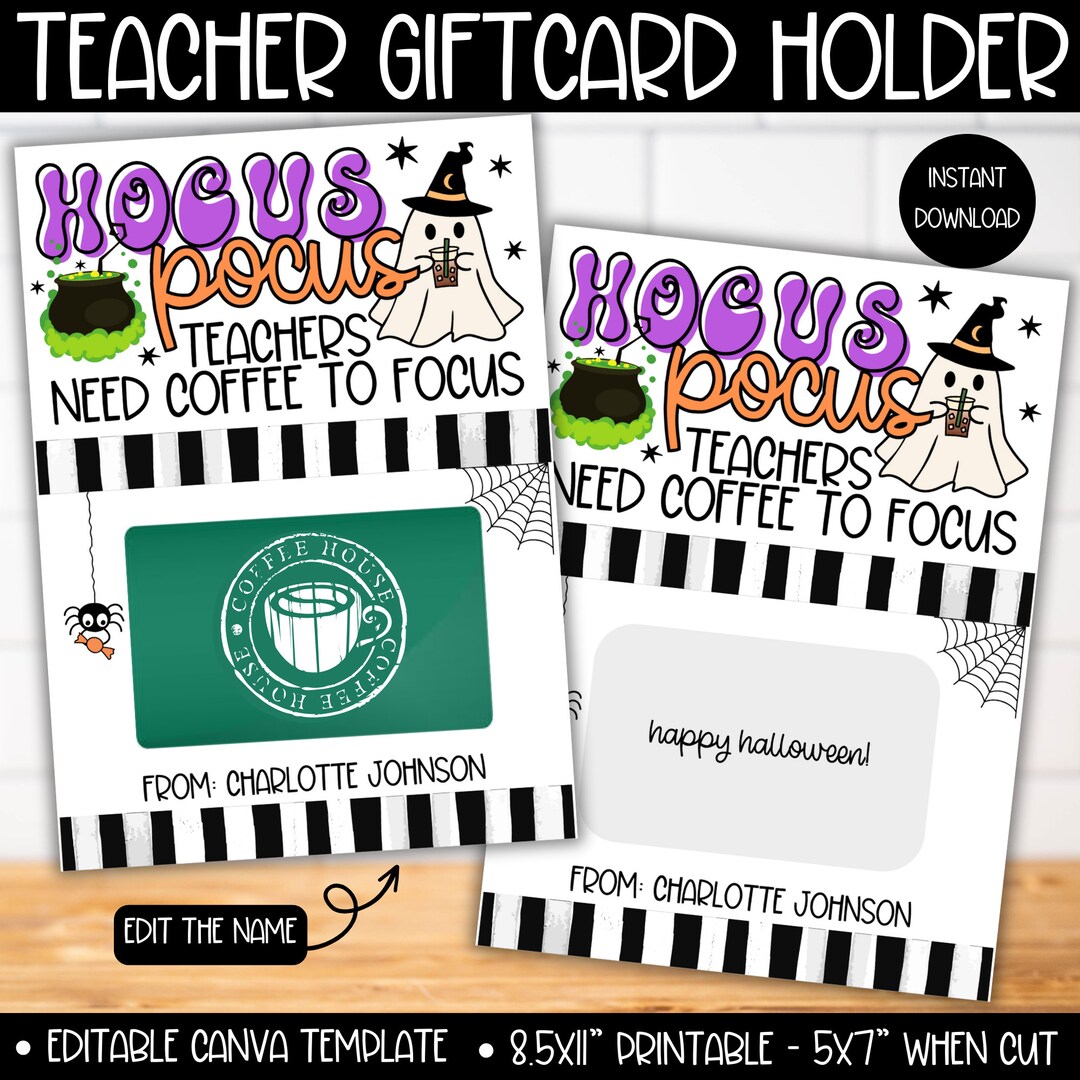 Halloween Coffee Gift Card Holder for Teachers, Teacher Appreciation ...