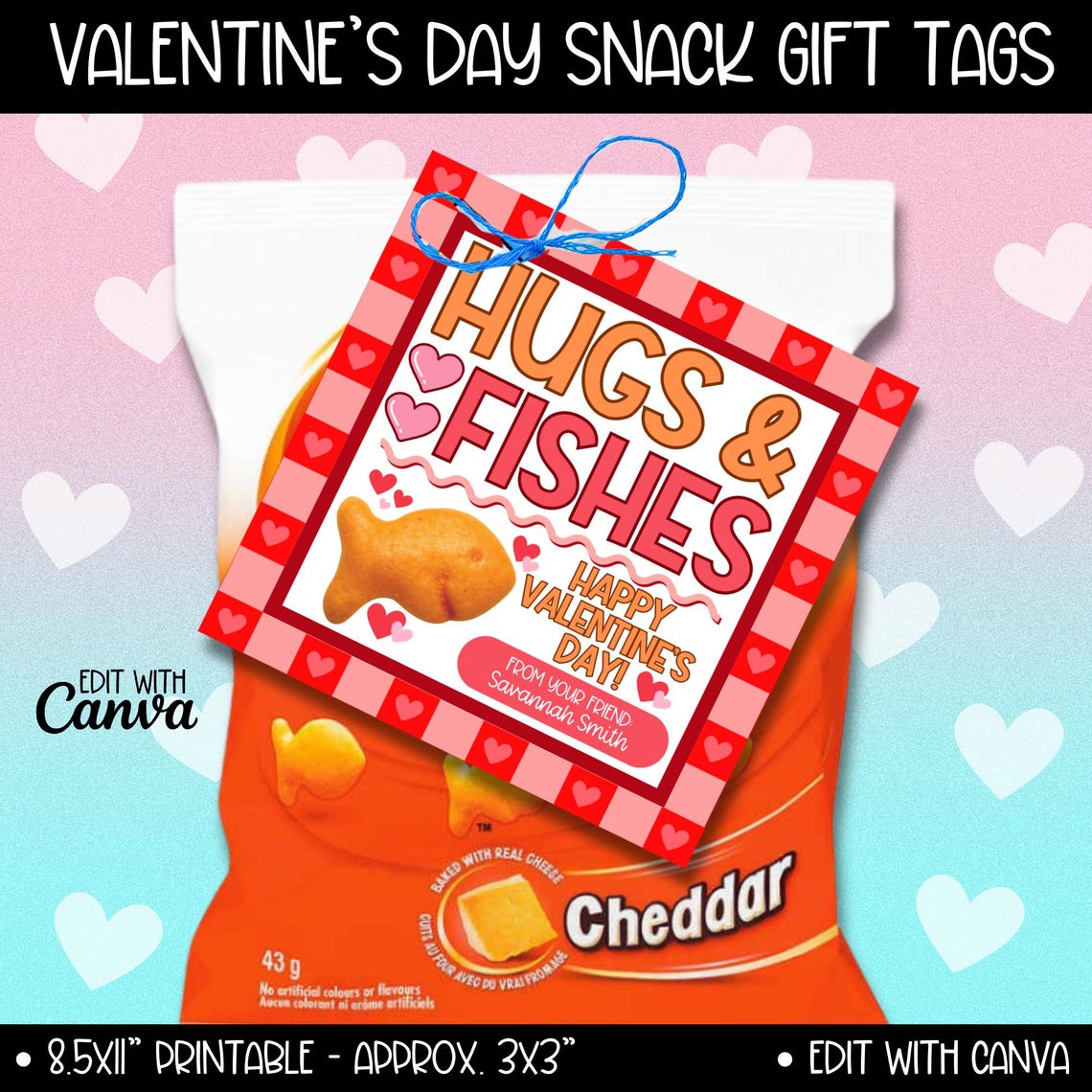 Goldfish Cracker Valentine's Day Cards for School Exchange, Gold Fish ...