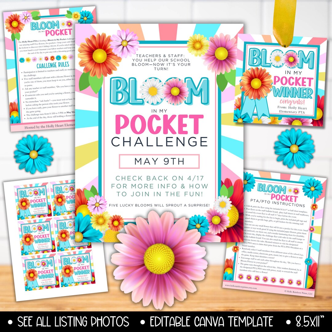 Spring Bloom Theme Teacher Appreciation Game Flyer Bundle, Floral in My ...