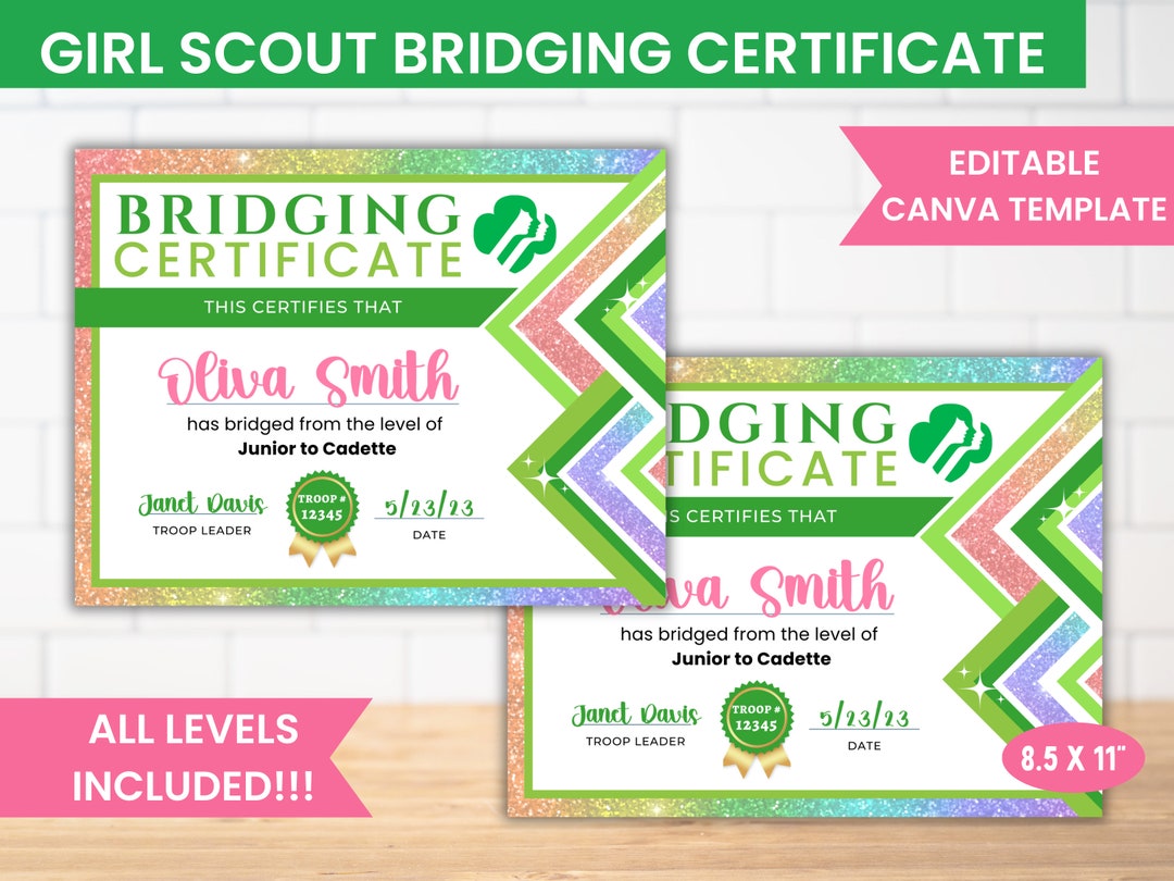 Girl Scout Bridging Certificates All Levels Girl Scout Bridging ...