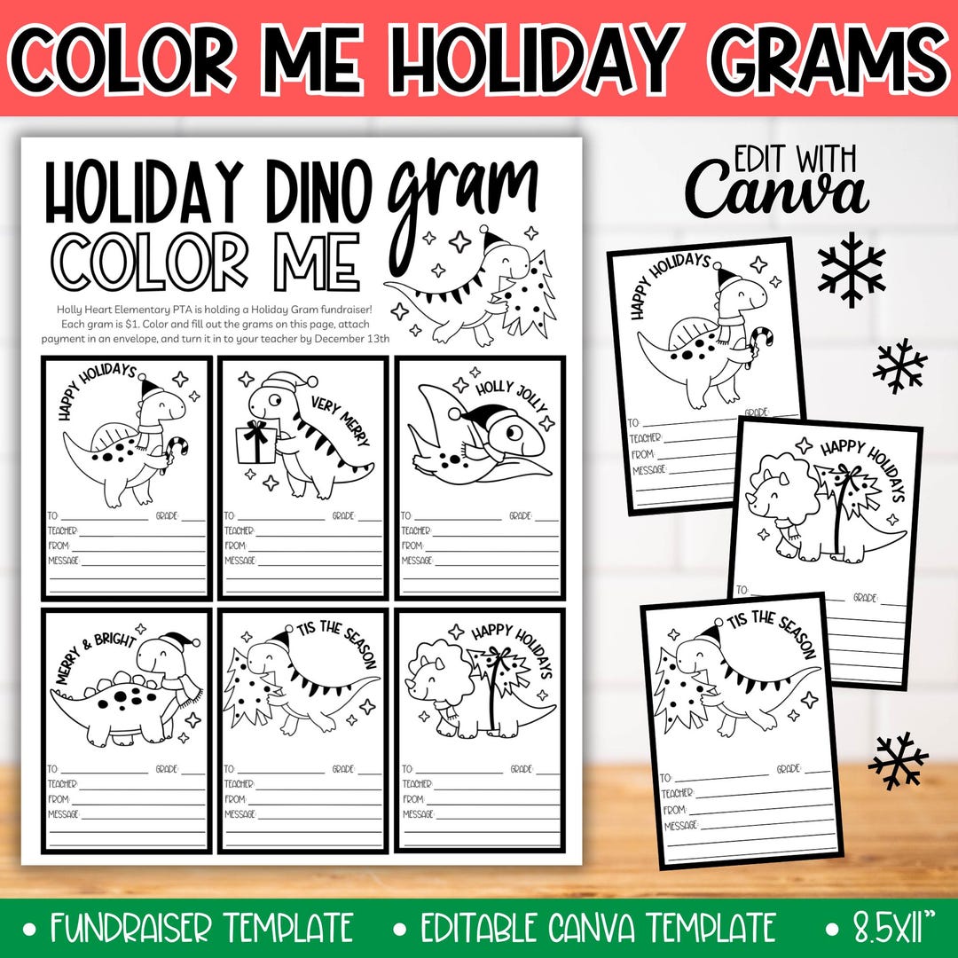Holiday Christmas Candy Grams Fundraiser Flyer Template, Black White ...