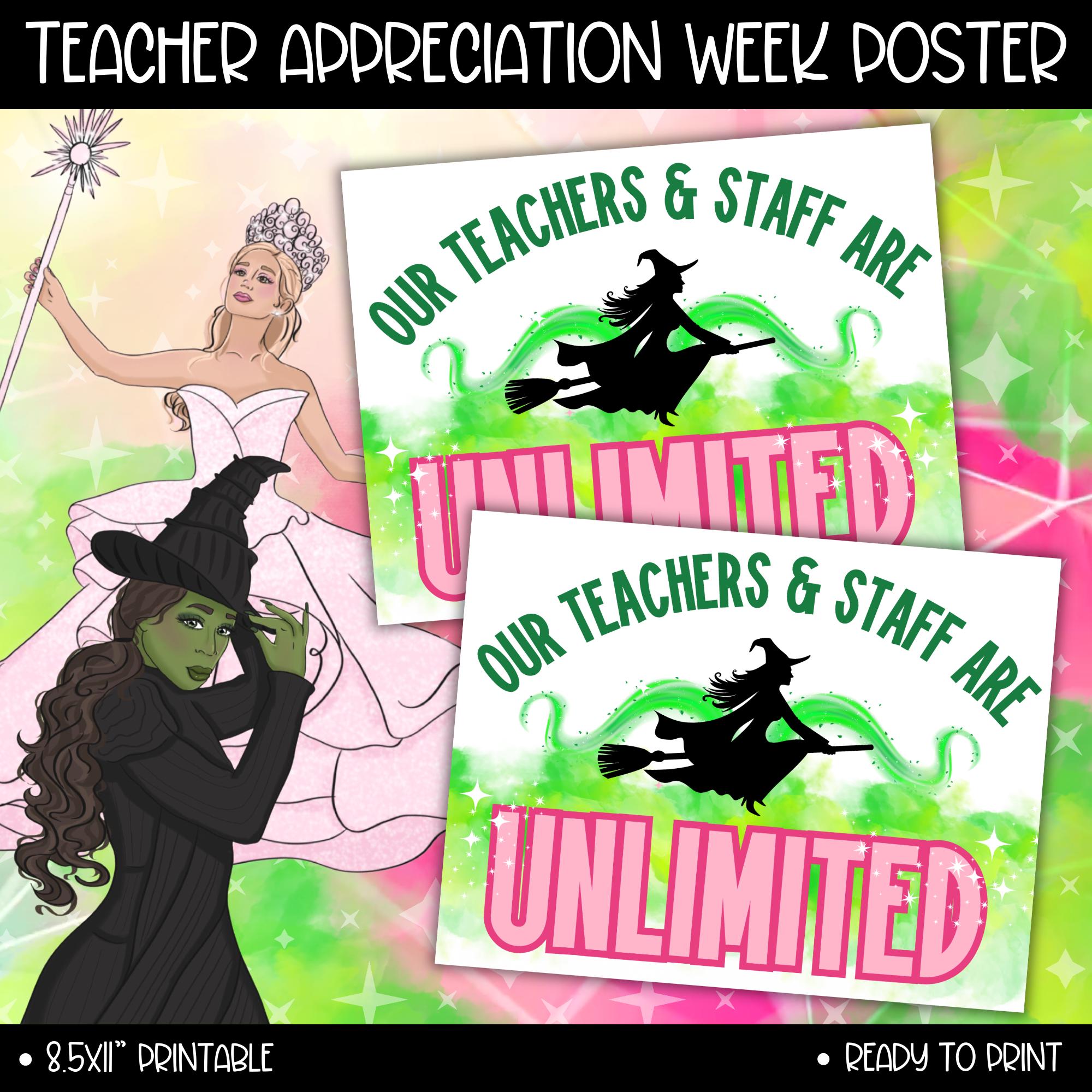Wicked Teacher Appreciation Week Theme Poster Sign, Wizard of Oz Staff ...