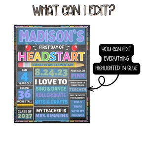 First Day of Headstart Sign Printable, First Day of Headstart School ...