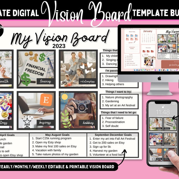 Editable Vision Board Template - Etsy