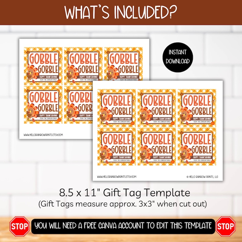 Editable Thanksgiving Turkey Gobble Gift Tags for Teacher Coworkers ...